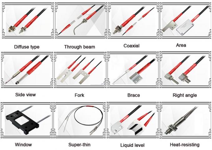 90 Degree Through-beam M4 Fiber Optic Sensor 50mm Sensing Optic Fibers